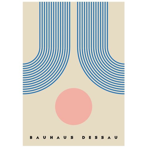 Постер / Плакат / Картина Баухаус - Розовый и голубой цвета 40х50 см в подарочном тубусе