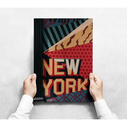 Плакат "New York" / Интерьерный постер формата А3 (30х42 см) c черной рамкой