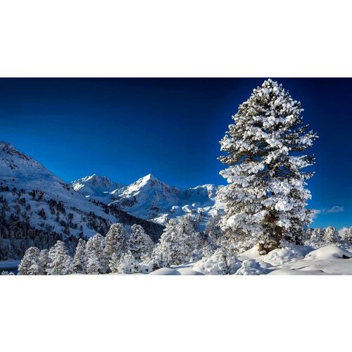 Картина на холсте 60x110 Альянс Лес "Природа красиво горы Зима" на подрамнике / интерьер/ декор