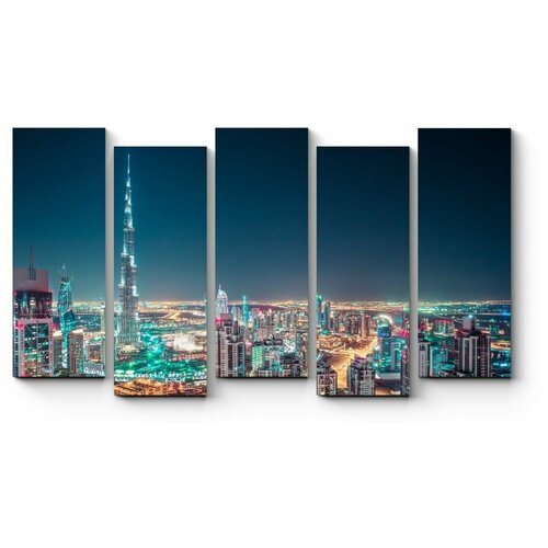 Модульная картина Сияющие огни Дубая 120x69