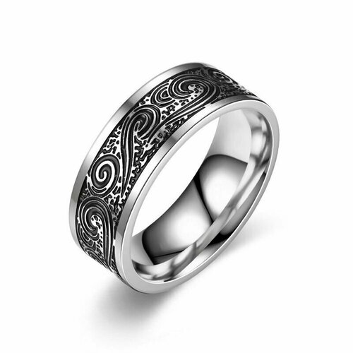 Кольцо помолвочное, размер 22, черный, серебряный