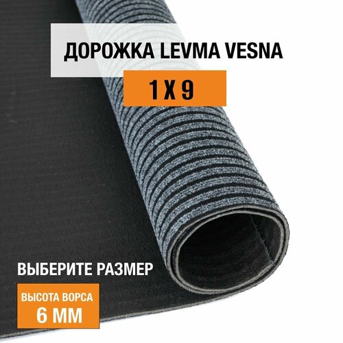 Дорожка ковровая на пол 1х9 м LEVMA VESNA в прихожую, серая, 5386569-1х9