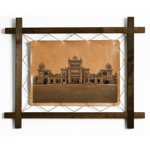 Картина Дворец Мохатты, Пакистан, гравировка на натуральной коже, в деревянной раме, подарок, BoomGift