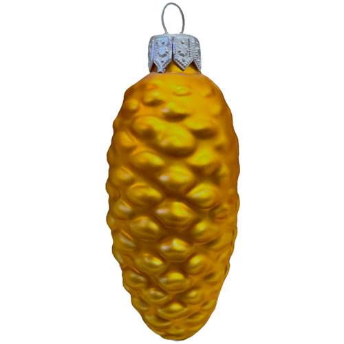 Ёлочная игрушка "Шишка" (Рождественское яблоко) золотая матовая