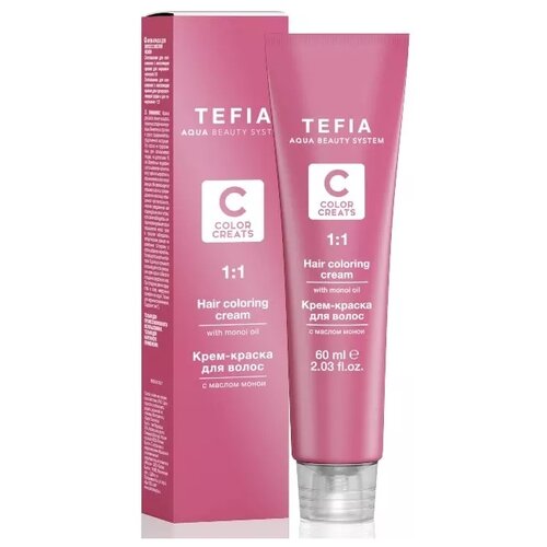 Tefia Color Creats крем-краска для волос Hair Coloring Cream with Monoi Oil, 12.11 суперосветляющий экстра дымчатый, 60 мл