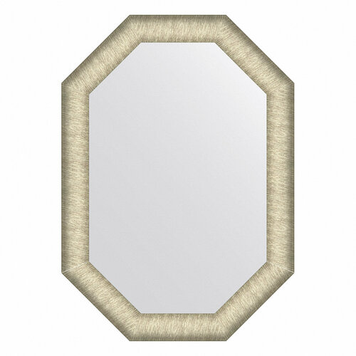 Зеркало настенное Octagon EVOFORM в багетной раме брашированное серебро, 50х70 см, для гостиной, прихожей, спальни и ванной комнаты, BY 7424