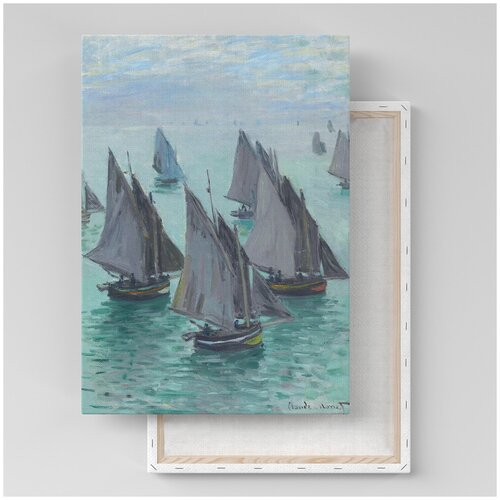 Картина на холсте с подрамником / Monet Claude - Fishing Boats, Calm Sea, 1868 / Клод Моне