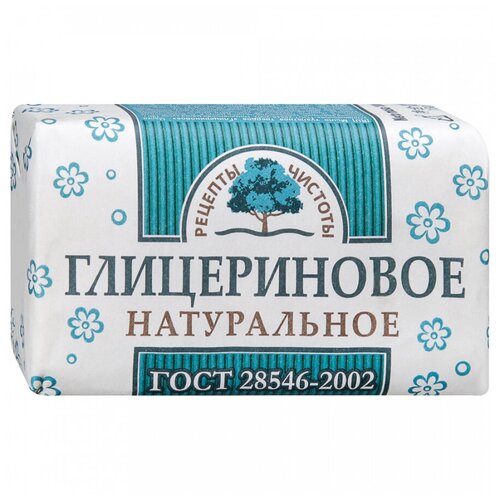 Мыло туалетное твёрдое Глицериновое натуральное нмжк, Россия, бум. упаковка 180г