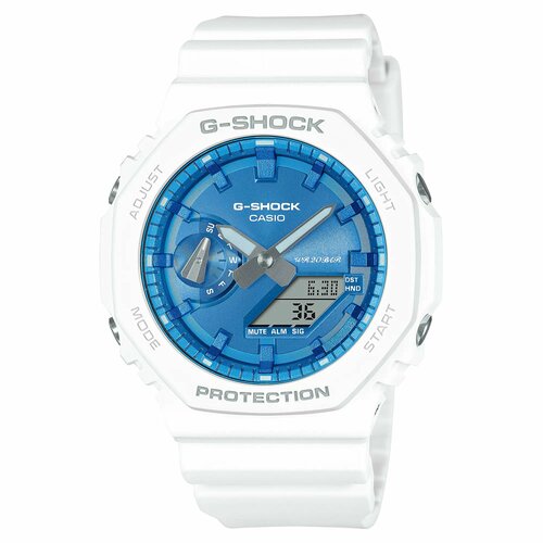Наручные часы CASIO G-Shock GA-2100WS-7A, белый, голубой