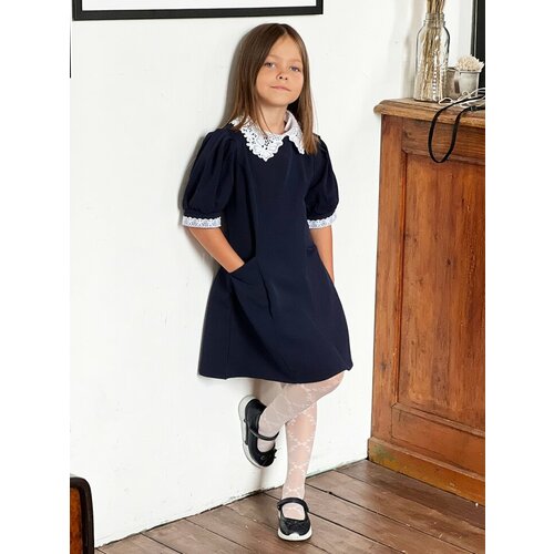 Школьное платье Бушон, размер 128-134, синий