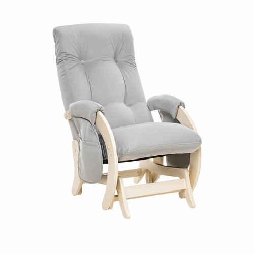 Кресло-качалка для кормления Milli Smile с карманами каркас Дуб шампань/ткань V 51 (велюр)