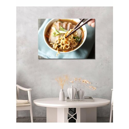 Картина на холсте с подрамником суп с лапшой 30х40