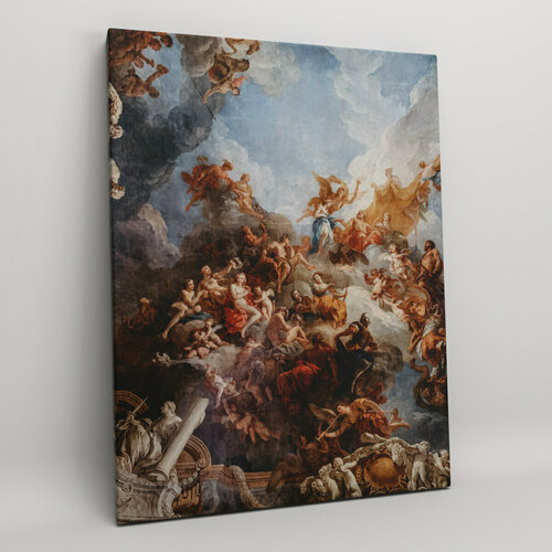 Картина на холсте (интерьерный постер) "Репродукция - Апофеоз Геркулеса - Франсуа Лемуан" барокко живопись, с деревянным подрамником, размер 30х40 см