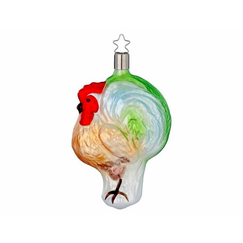 Ёлочная игрушка петушок-гордец, стекло, 11 см, Inge Glas 10011S022