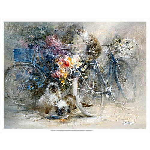 Постер на холсте "Велопрогулка", 80х60 см, художник - Willem Haenraets. Холст в рулоне, Арт. ХВ-р50