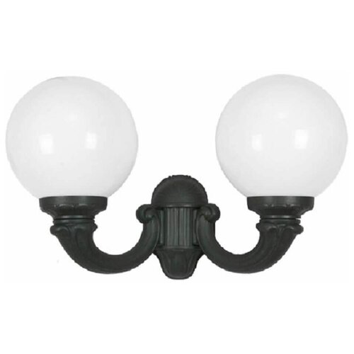 Fumagalli Уличный настенный светильник Globe 300 G30.142.000.AYE27, E27, 75 Вт, лампы: 2 шт., цвет арматуры: черный, цвет плафона белый