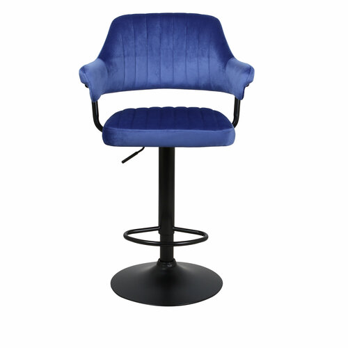Барный стул Кантри WX-2917 цвет сиденья синий велюр, цвет основания чёрный