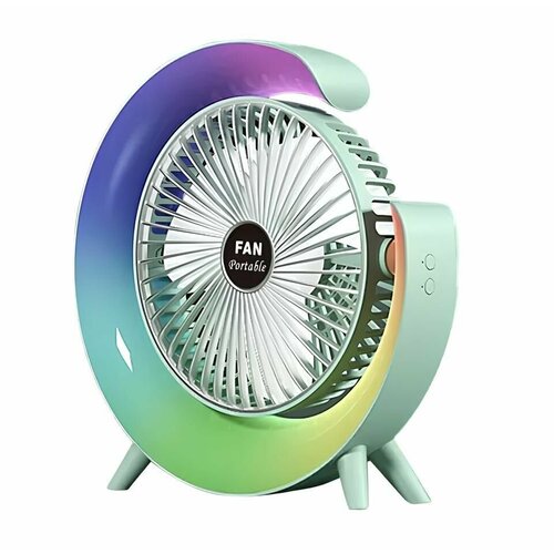 Настольный вентилятор / Настольный вентилятор с 3 скоростями вращения и яркой подсветкой охлаждающим вентилятором, светло-зеленый