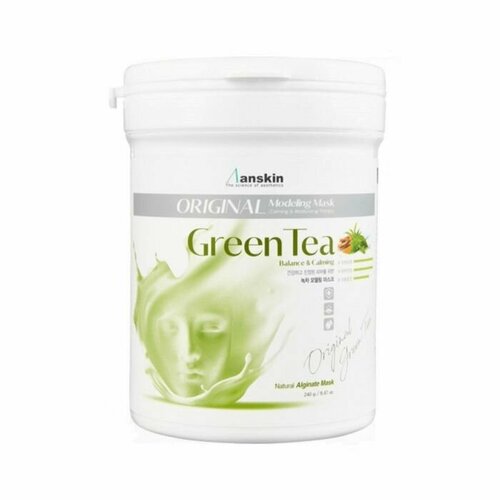 ANSKIN Альгинатная маска успокаивающая и антиоксидантная с экстрактом зеленого чая, банка 700мл/240 г Modeling Mask Green Tea For Balance & Calming