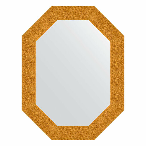 Зеркало настенное Polygon EVOFORM в багетной раме чеканка золотая, 66х86 см, для гостиной, прихожей, кабинета, спальни и ванной комнаты, BY 7183