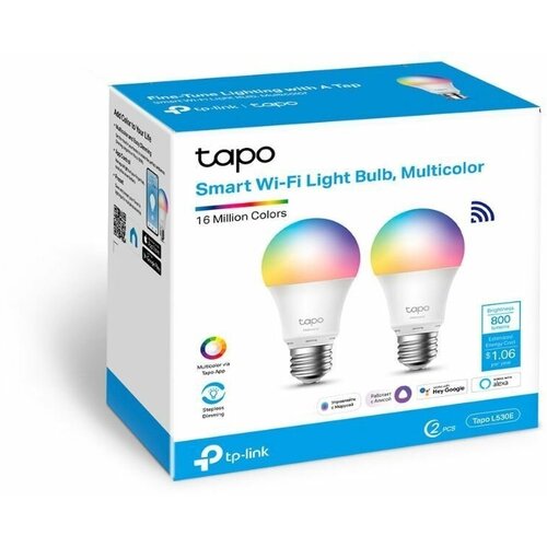 Умная лампа TP-LINK TAPO L530E(2-PACK) E27 RGB 8.7Вт 806lm Wi-Fi (2шт)