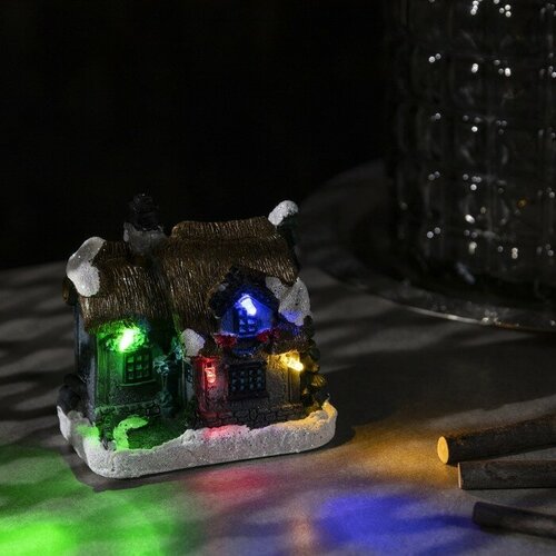 Luazon Lighting Светодиодная фигура «Дом», керамика, батарейки АААх3 (не в комплекте), свечение мульти