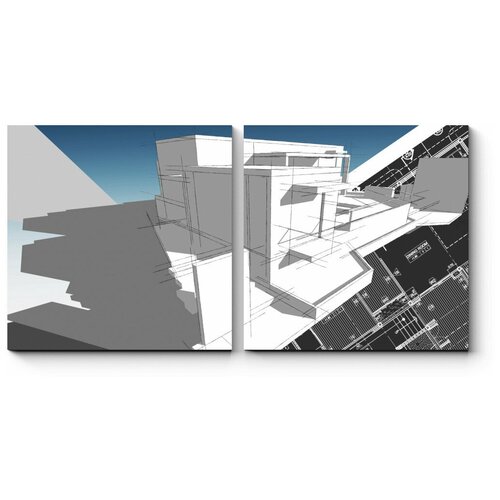 Модульная картина Архитектурный скетч 90x45