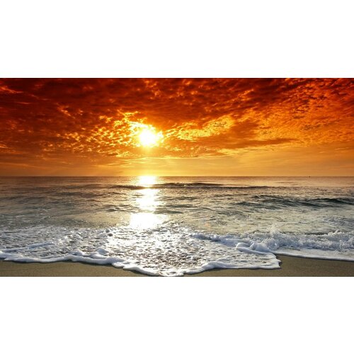 Картина на холсте 60x110 LinxOne "Пляж небо прилив вода" интерьерная для дома / на стену / на кухню / с подрамником