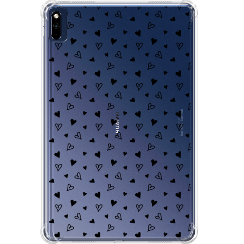 Противоударный силиконовый чехол для планшета Huawei MatePad 10.4 Черные сердечки геометрия
