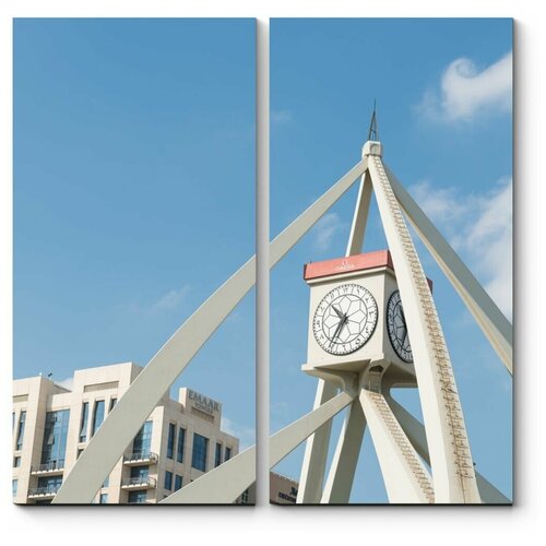 Модульная картина Часы белоснежного Дубая70x70