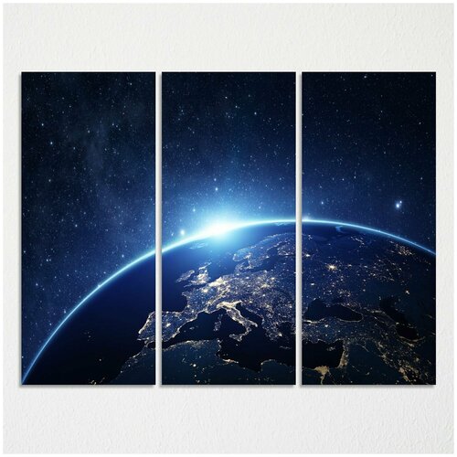 Модульная картина на Стекле - "Земля - вид из космоса", размер 90х70 см
