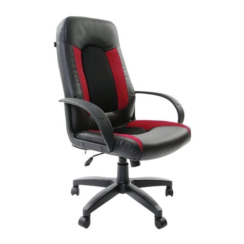 Компьютерное кресло Brabix Strike EX-525 для руководителя, обивка: искусственная кожа/текстиль, цвет: черный/бордовый