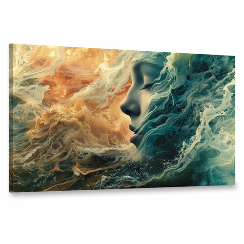 Интерьерная картина 100х60 "Поцелуй в морском прибое"