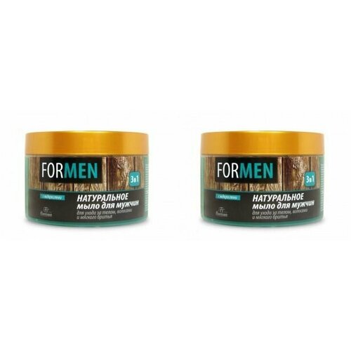 Floresan Натуральное мыло, Для мужчин 3 в 1, уход за телом и волосами, для мягкого бритья, 450гр, 2 штуки