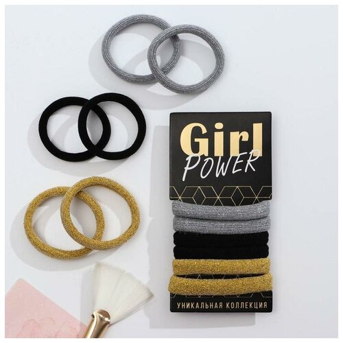 Набор резинок для волос "Girl power", d= 4 см, 6 шт.