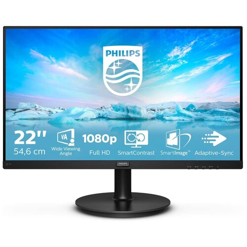 21.5" Монитор Philips 221V8, 1920x1080, 75 Гц, *VA, черный