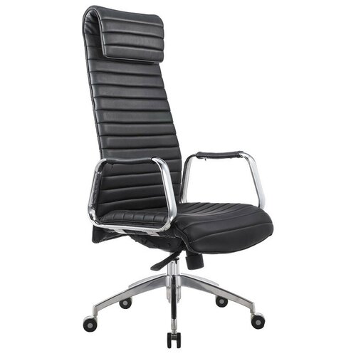 Компьютерное кресло EasyChair 528 ML для руководителя, обивка: натуральная кожа, цвет: черный/алюминий