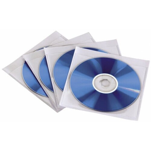 Конверты для CD/DVD, самоклеющиеся, 10 шт, белый/прозрачный, Hama