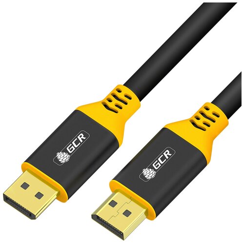 Кабель GCR 0.5 метров DisplayPort v1.4, 8 K 60Hz, 4 K 165Hz, черный, AL case, желтый ПВХ (7753984)