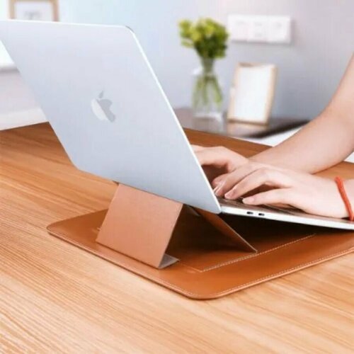 Чехол-подставка для ноутбука WiWU Skin Pro Portable Stand Sleeve для MacBook Air 13.3 дюймов (кожаный) - Коричневый