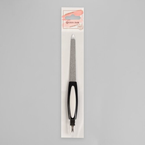 Пилка-триммер металлическая для ногтей, прорезиненная ручка, 18,5 см, цветная