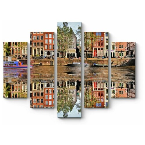 Модульная картина Зеркальная гладь канала, Амстердам 75x60