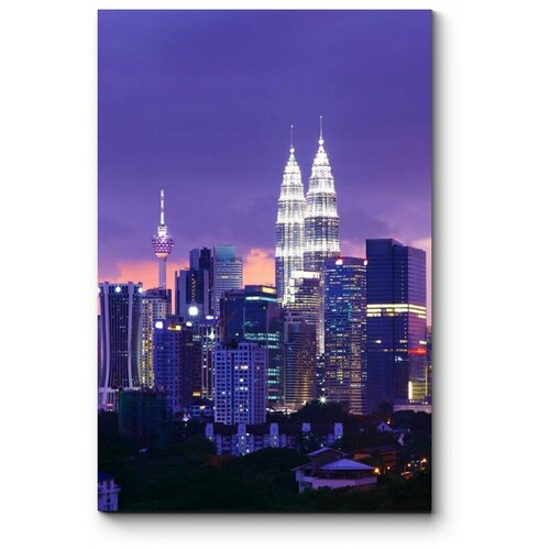 Модульная картина Сияющий в ночи Куала-Лумпур 40x60