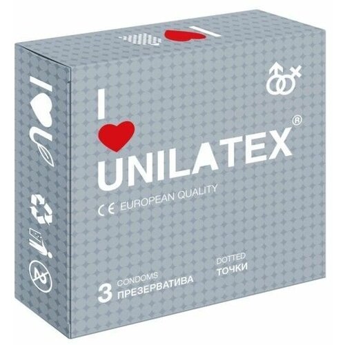 Презервативы с точками Unilatex Dotted - 3 шт.