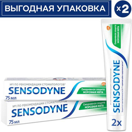 Sensodyne Сенсодин Ежедневная Защита, зубная паста для чувствительных зубов, 75 мл *2 шт