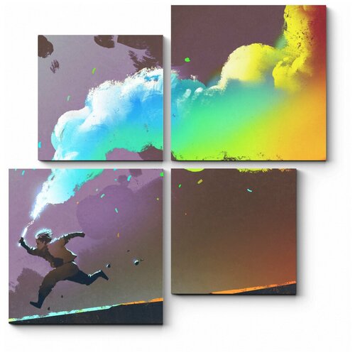 Модульная картина Разноцветный дым 70x70