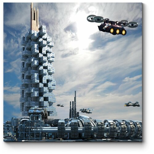 Модульная картина Фантастический город 130x130