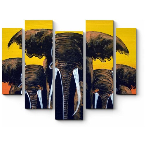 Модульная картина Могучее трио слонов 211x171