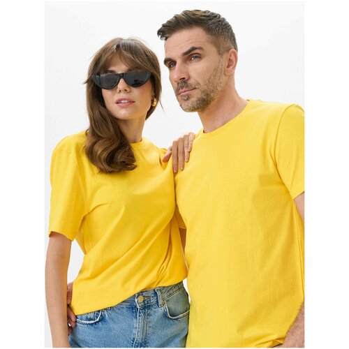 Футболка Uzcotton футболка мужская UZCOTTON однотонная базовая хлопковая, размер 46-48\M, желтый