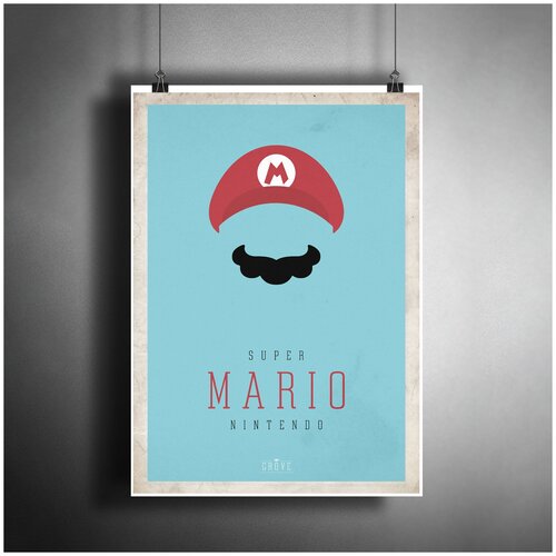 Постер плакат для интерьера "Компьютерная игра: Супер Марио. Super Mario"/ Декор дома, офиса. A3 (297 x 420 мм)